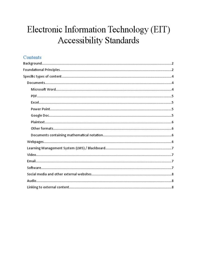 Electronic Information Technology (EIT) Accessibility Standards | PDF ...