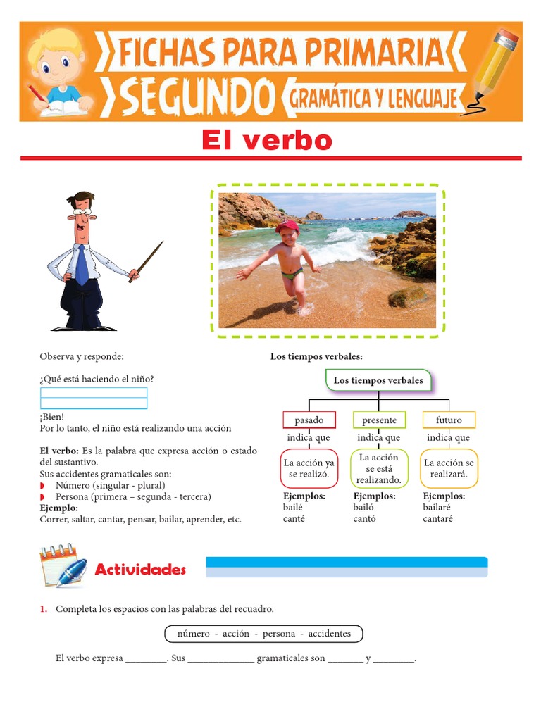 Aprendiendo Sobre El Verbo para Segundo Grado de Primaria | PDF ...