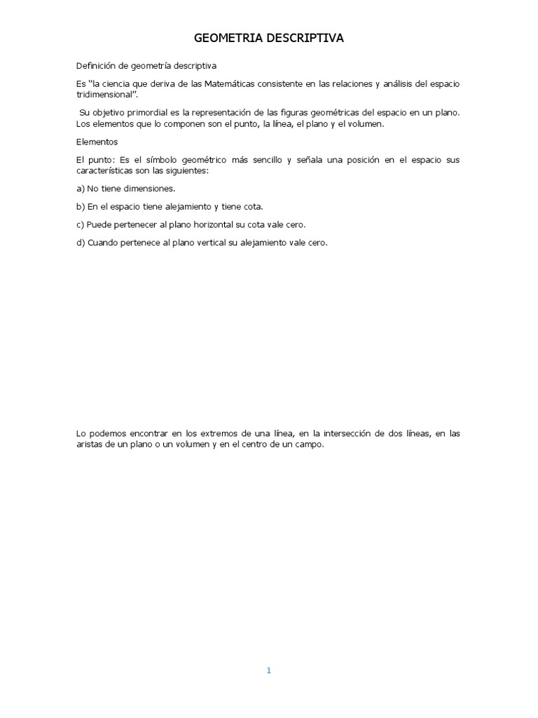 Definición de Geometría Descriptiva | PDF