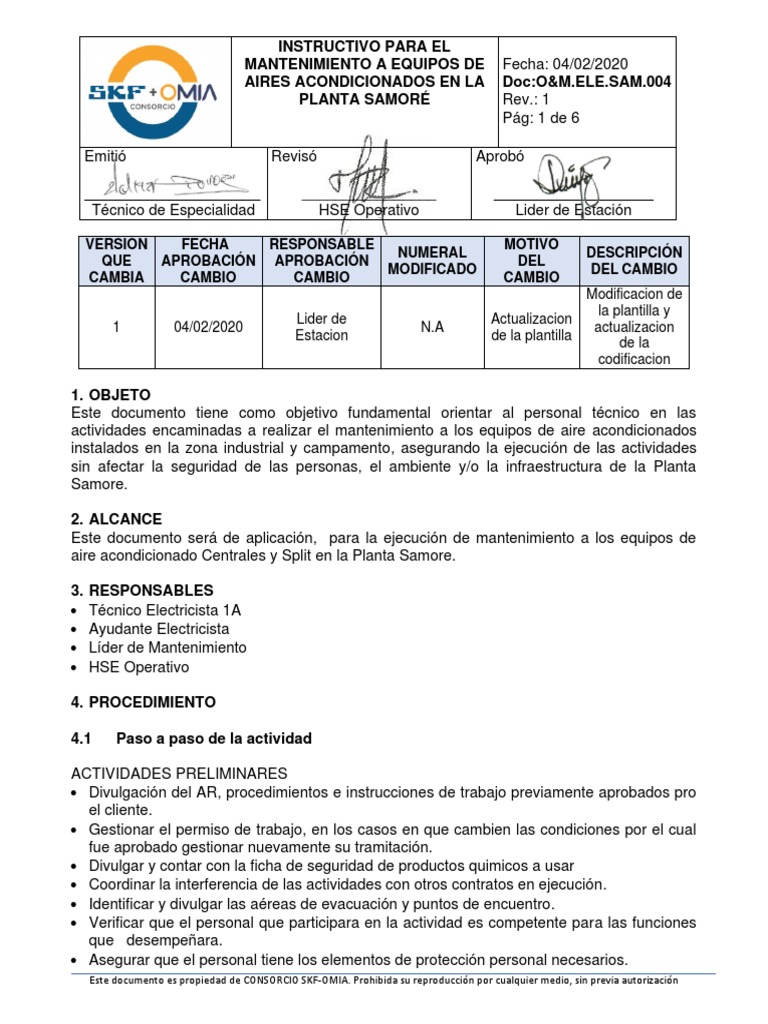 O&M.ELE - SAM.004 Rev. 1 Instructivo Mtto A Equipos Aires Ac. Centrales ...