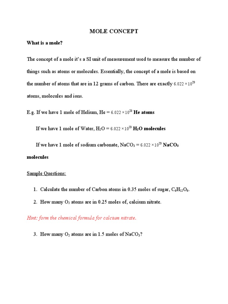 Mole Concept: What Is A Mole? | PDF | Mole (Unit) | Stoichiometry