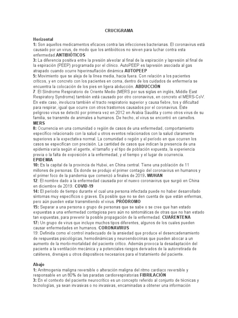 CRUCIGRAMA | PDF | Virus | Salud pública
