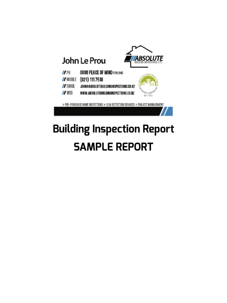 Building Inspection Report (Sample Report) | PDF | Architectural Design ...