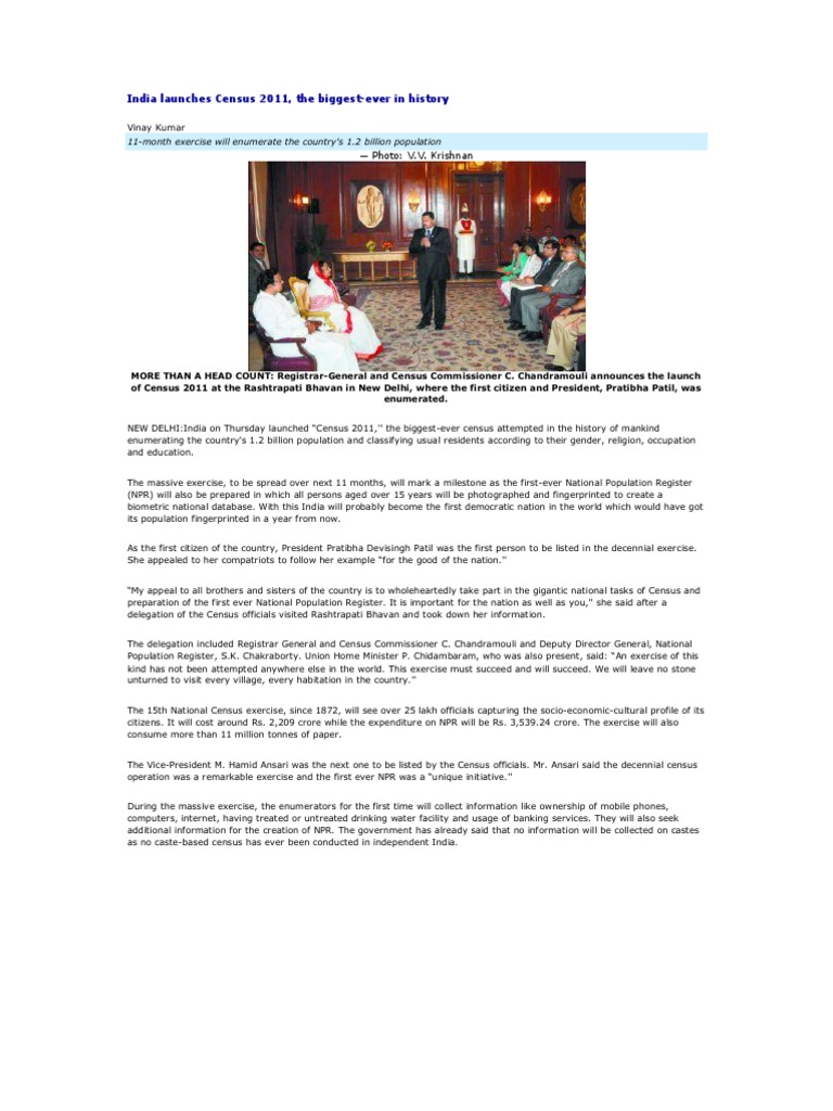 India Launches Census 2011 | PDF | Census | Government