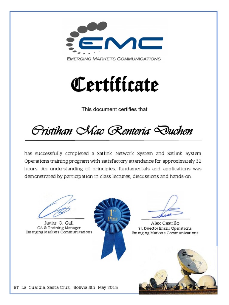 Certífícate EMC Satlink Network Operations | PDF