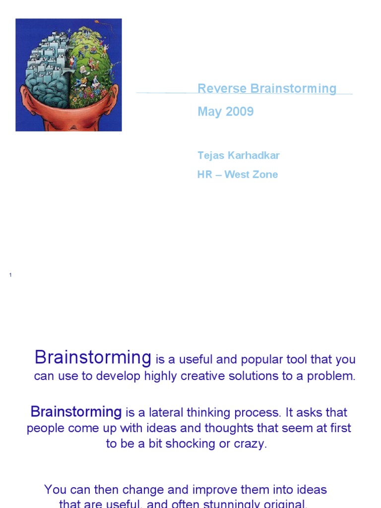 Reverse Brainstorming Techniques Explained | PDF | Brainstorming ...