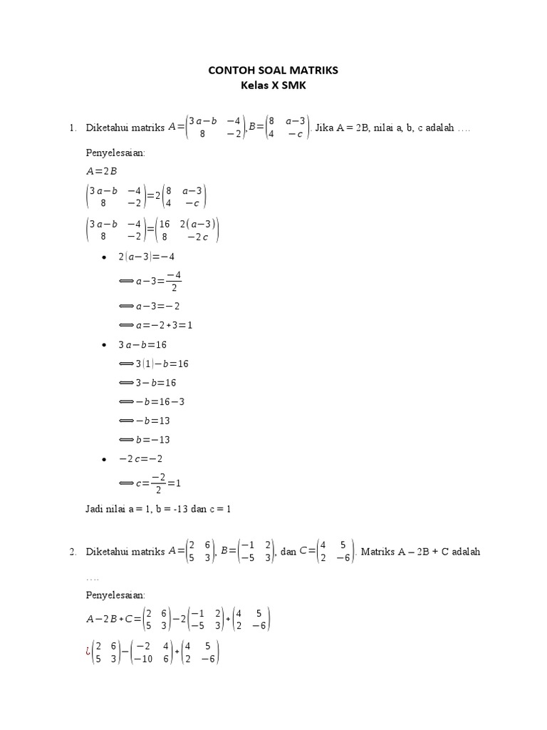 Contoh Soal Matriks | PDF