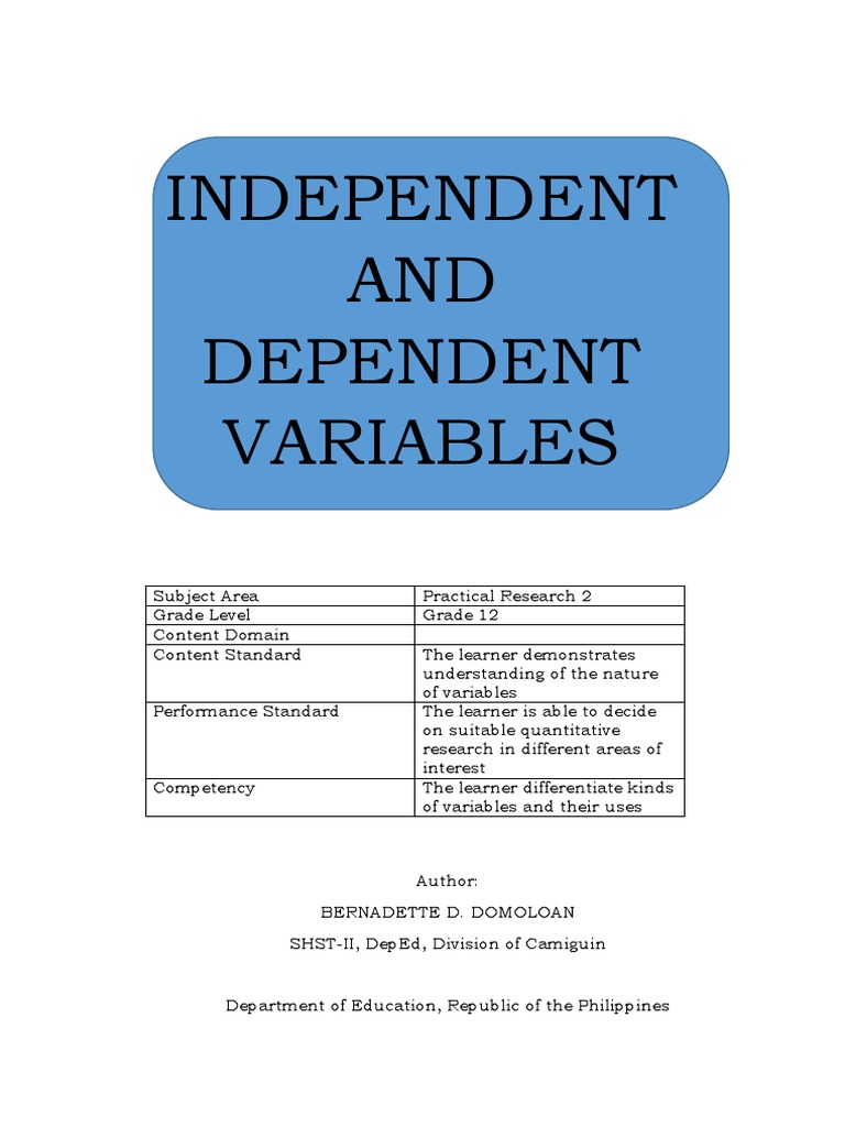 Lesson 2 Research | PDF | Dependent And Independent Variables ...