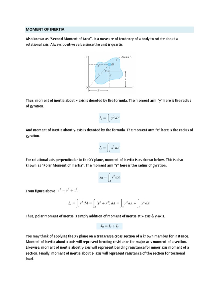 Moment of Inertia | PDF | Cartesian Coordinate System | Mechanical ...