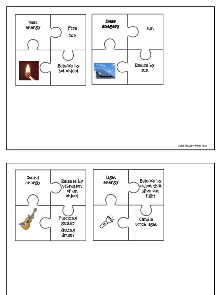 Puzzle Type of Energy | PDF