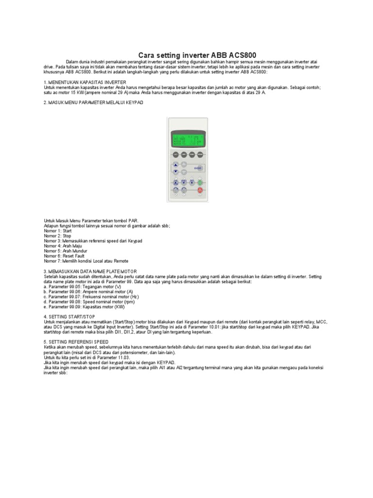 Panduan Setting ABB ACS800 | PDF | Teknologi & Rekayasa