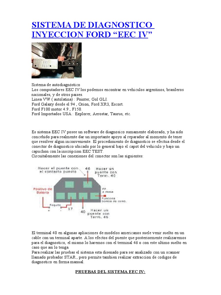 Sistema de Diagnostico Inyeccion Ford "Eec Iv" | PDF | Bienes manufacturados | Equipo