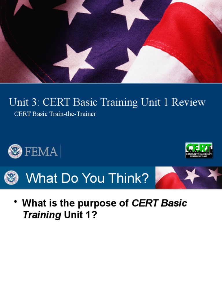 Unit 3: CERT Basic Training Unit 1 Review | PDF | Psychological ...