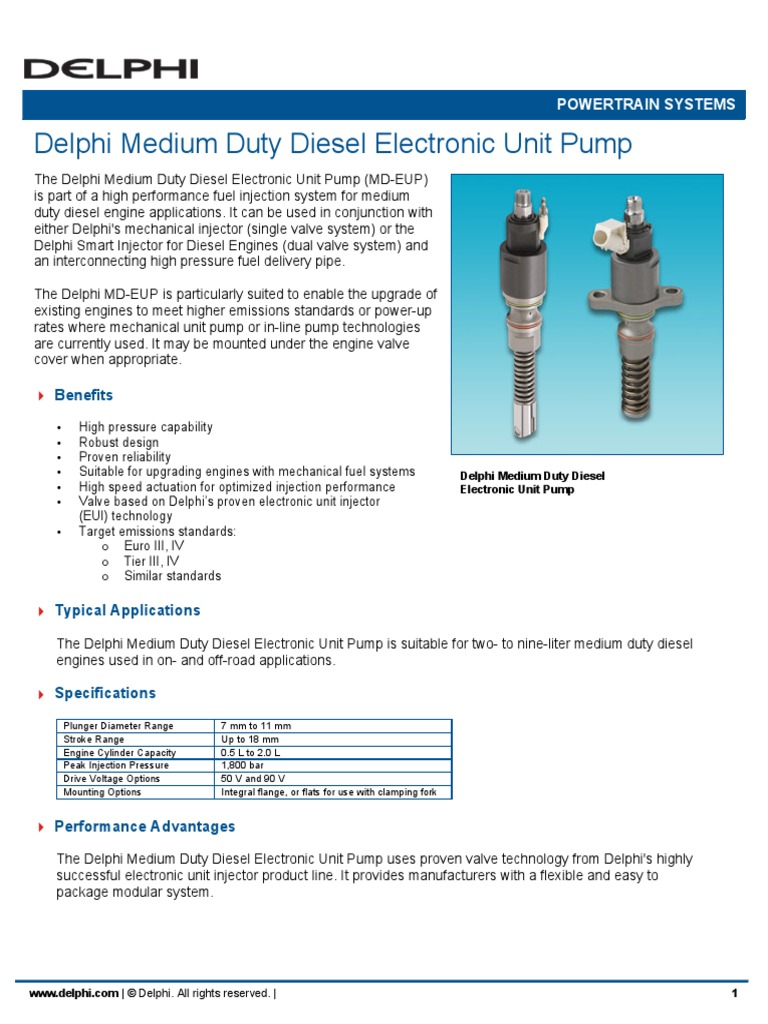 Delphi Medium Duty Diesel Electronic Unit Pump: Benefits | PDF | Diesel ...