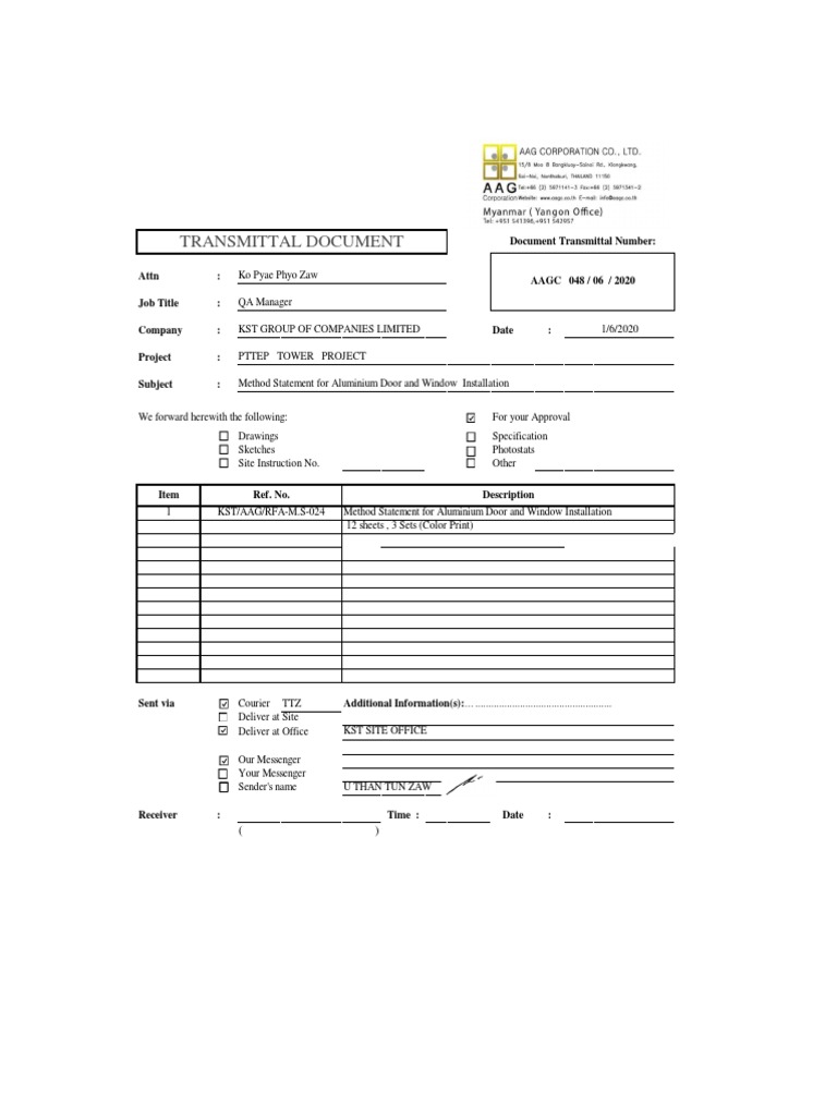 Method Statement For Door and Window Installation PDF | PDF | Personal ...