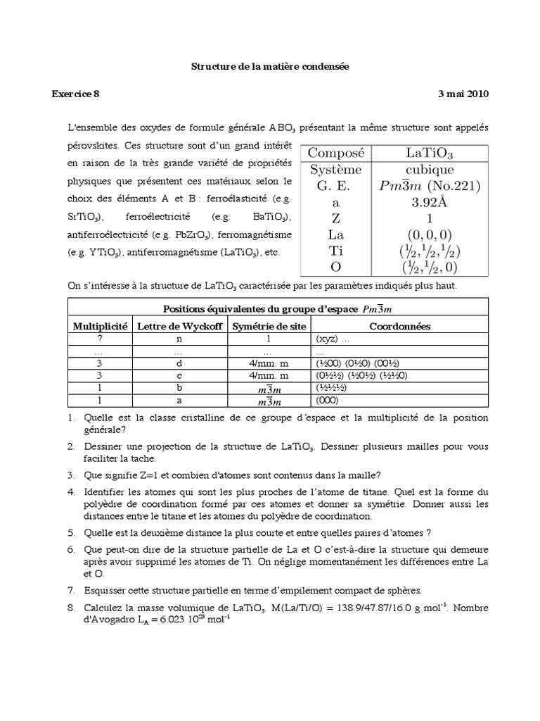Structure et propriétés de LaTiO3 | PDF | Sciences et mathématiques ...