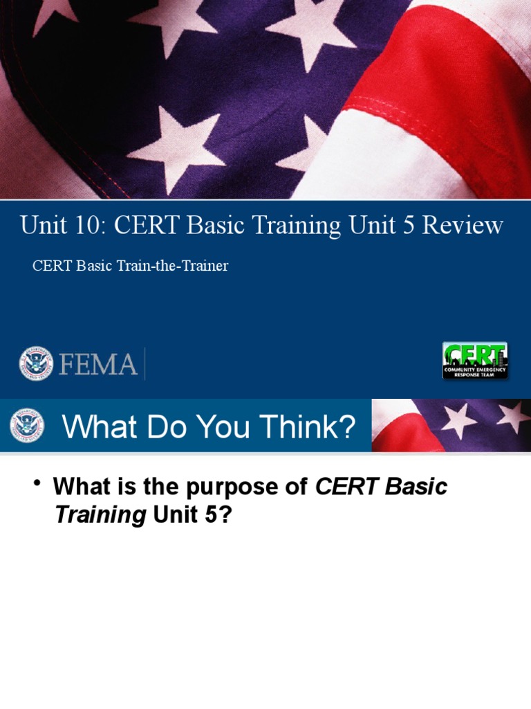 CERT Basic Training Unit 5 Overview | PDF