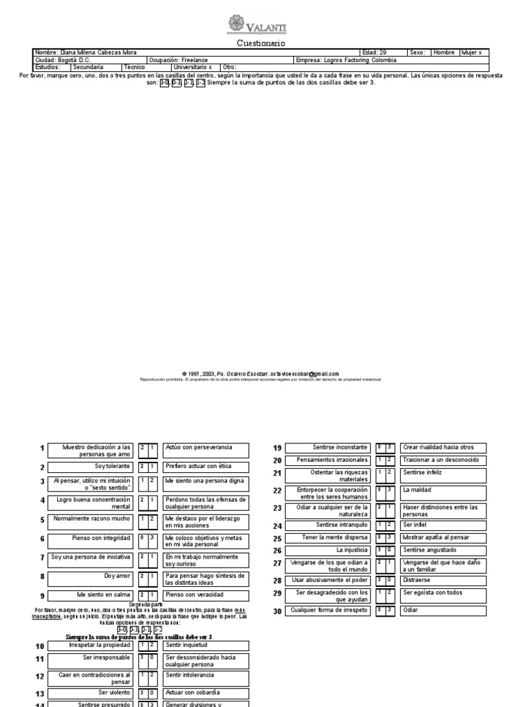Prueba Valenti | PDF