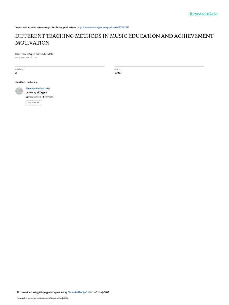 Music Teaching Methods & Motivation | PDF | Music Education | Motivation