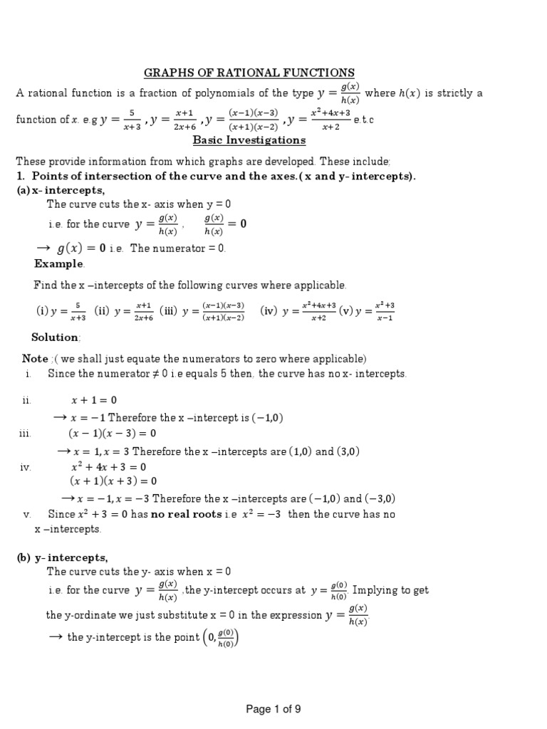 Curve Sketching | PDF | Asymptote | Fraction (Mathematics)
