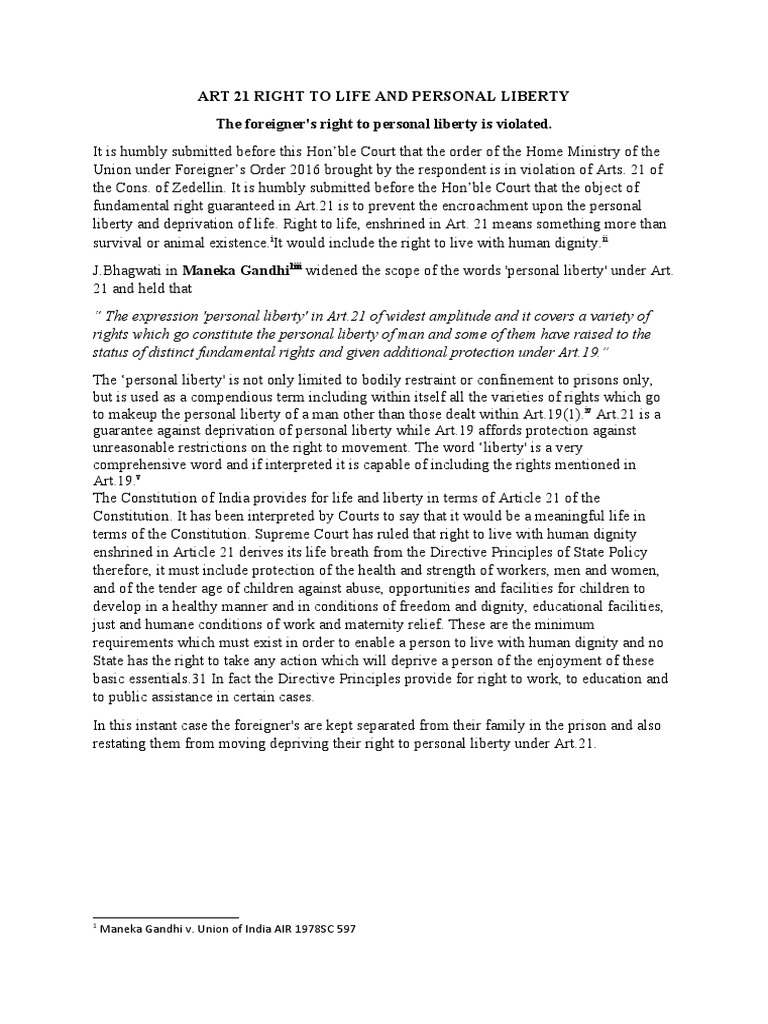 Article 21: Right to Life and Liberty | PDF | Public Sphere | Justice