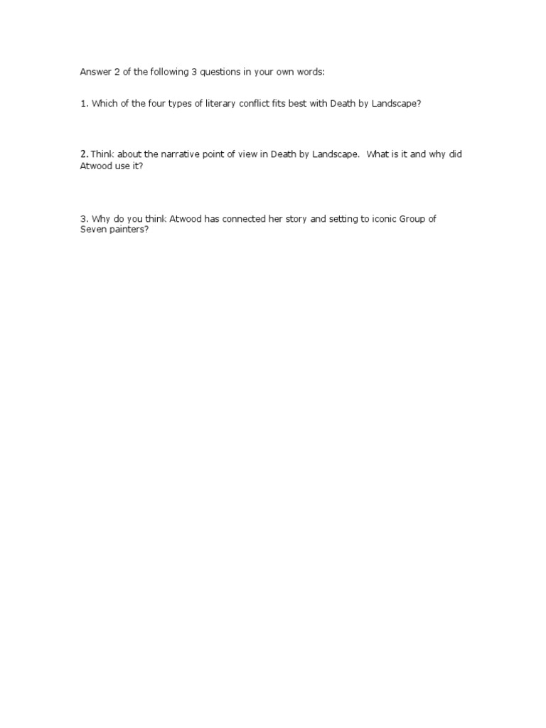 Death by Landscape Worksheet | PDF