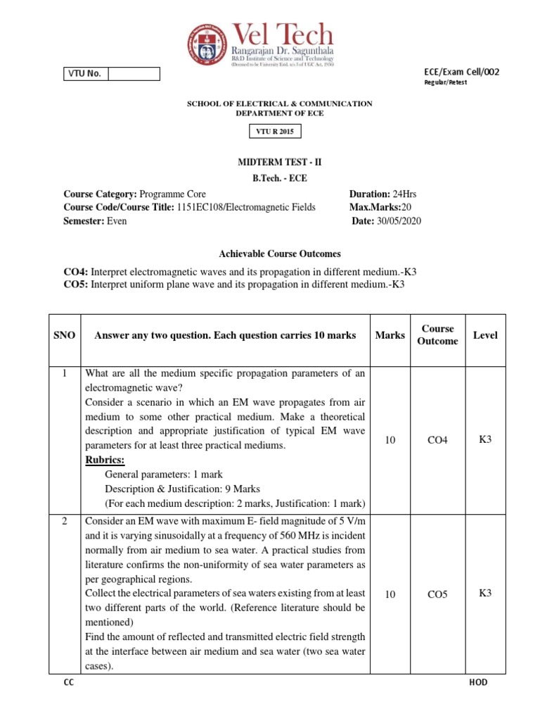 Vtu No. ECE/Exam Cell/002 | PDF | Waves | Radio Propagation