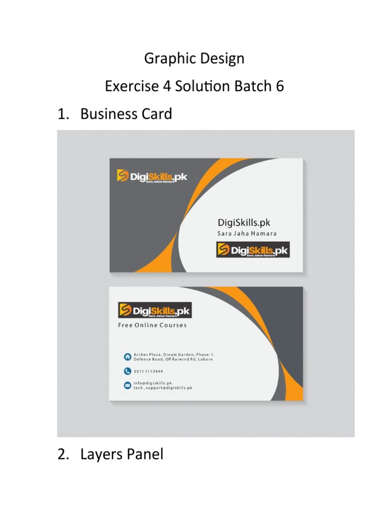 Graphic Design Exercise 4 Solution Batch 6 1. Business Card | PDF
