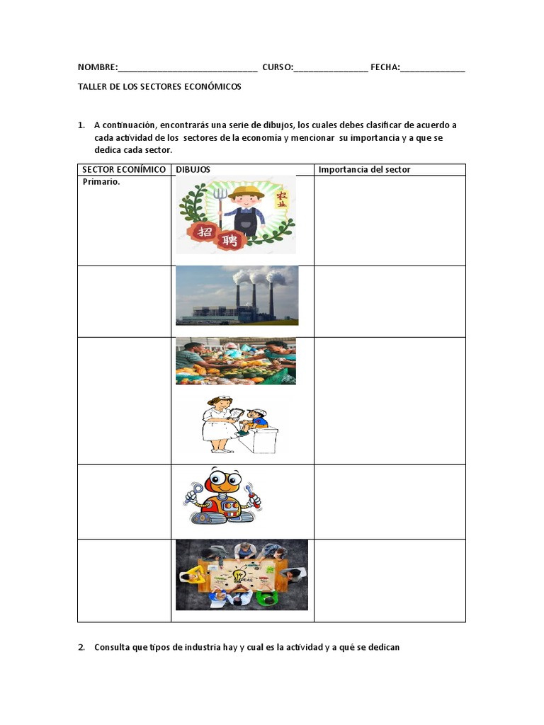 Taller de Los Sectores Económicos | PDF