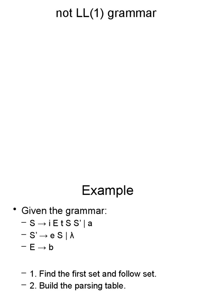 Not LL (1) Grammar | PDF