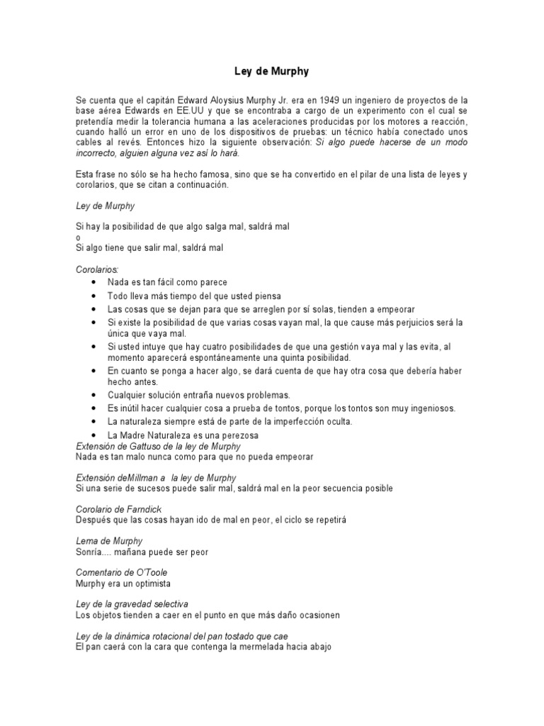 Ley de Murphy | PDF | Teoría | Science