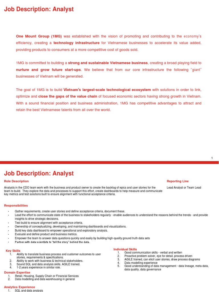 Job Description: Analyst | PDF | Scrum (Software Development ...