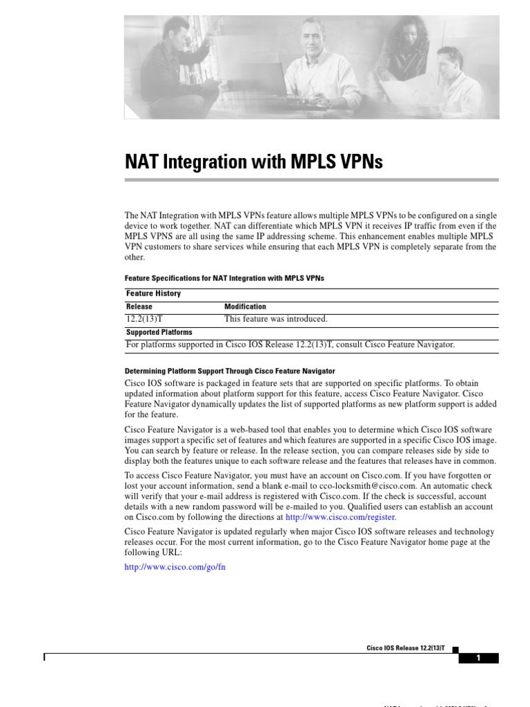 Nat Integration With Mpls Vpns Pdf Virtual Private Network Multiprotocol Label Switching