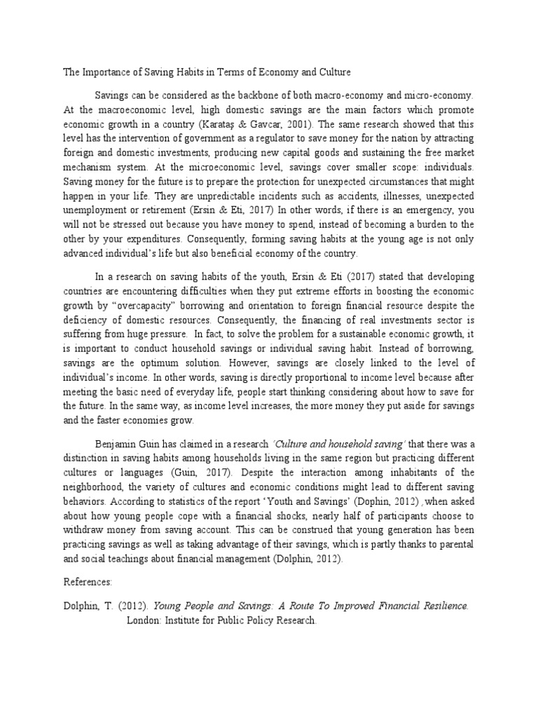 The Importance of Saving Habits in Terms of Economy | PDF | Saving ...