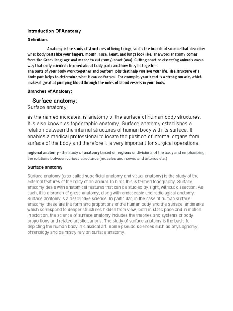 Surface Anatomy | PDF | Anatomical Terms Of Location | Cytoplasm