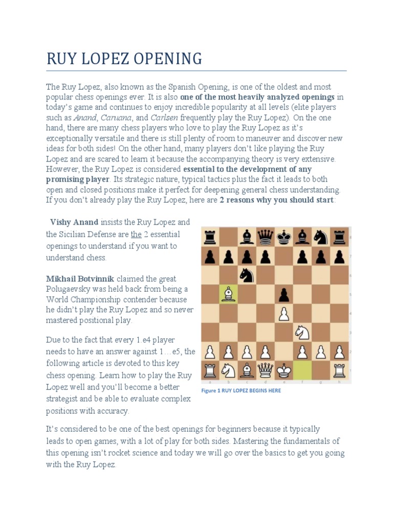 Ruy Lopez Opening Overview and Basics | PDF | Chess Openings | Gaming