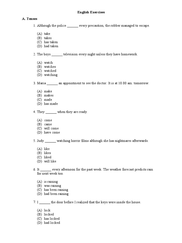 English Exercises 1 | PDF