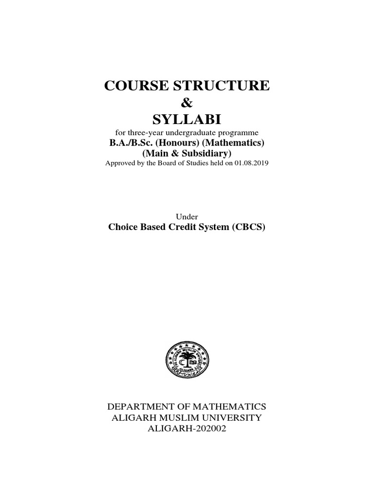 AMU B.Sc. Mathematics Syllabus Overview | PDF | Linear Map | Vector Space