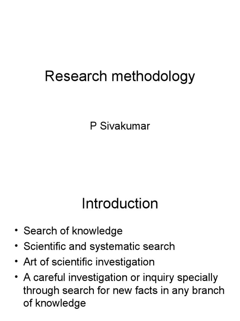 Research Methodology: P Sivakumar | PDF