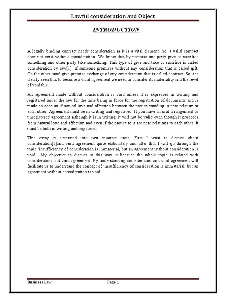 Valid Consideration in Contracts | PDF | Consideration | Assignment (Law)
