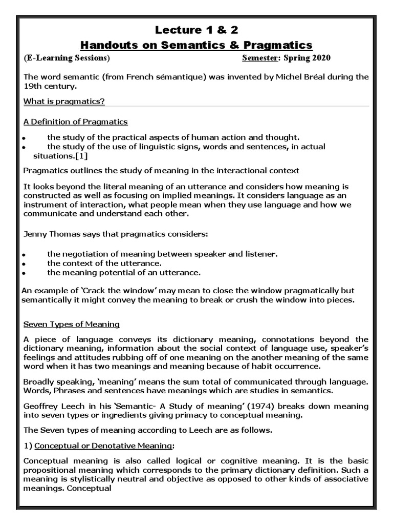 An In-Depth Exploration of Semantics and Pragmatics: Concepts ...