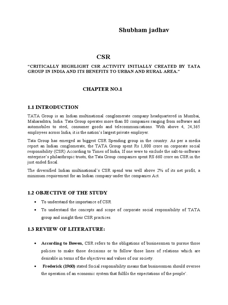 Chapters of CSR - Tata Capital | PDF | Corporate Social Responsibility ...
