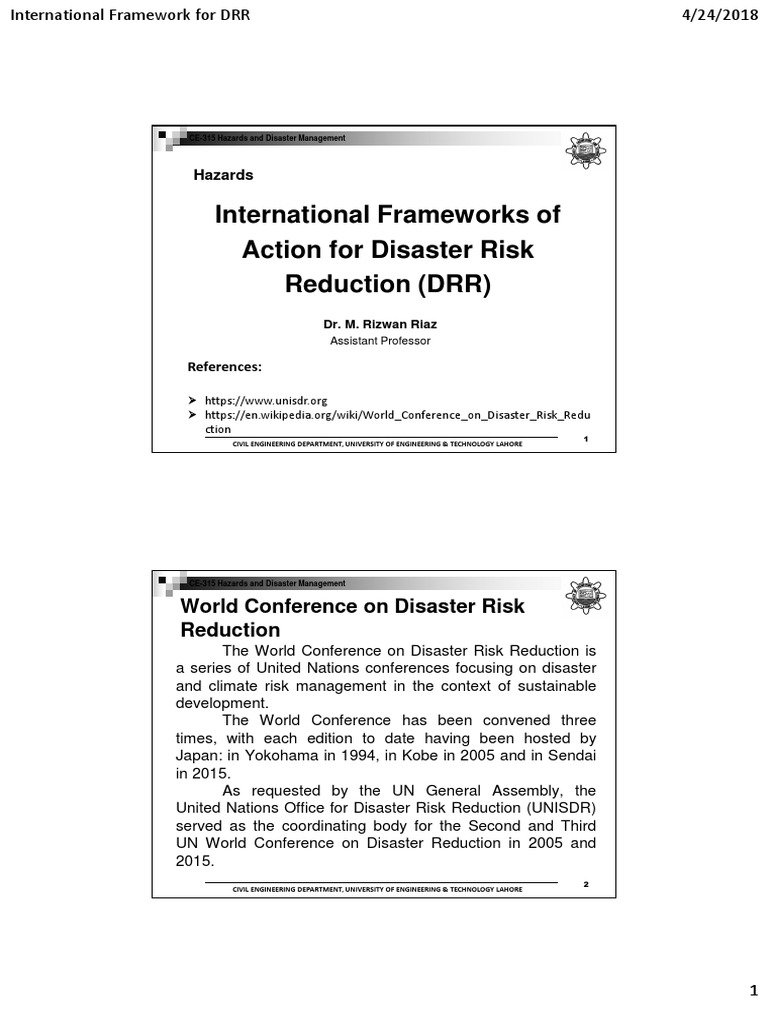 International Frameworks of Action For Disaster Risk Reduction (DRR ...