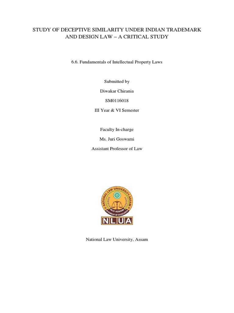 Study of Deceptive Similarity Under Indian Trademark and Design Law - A ...