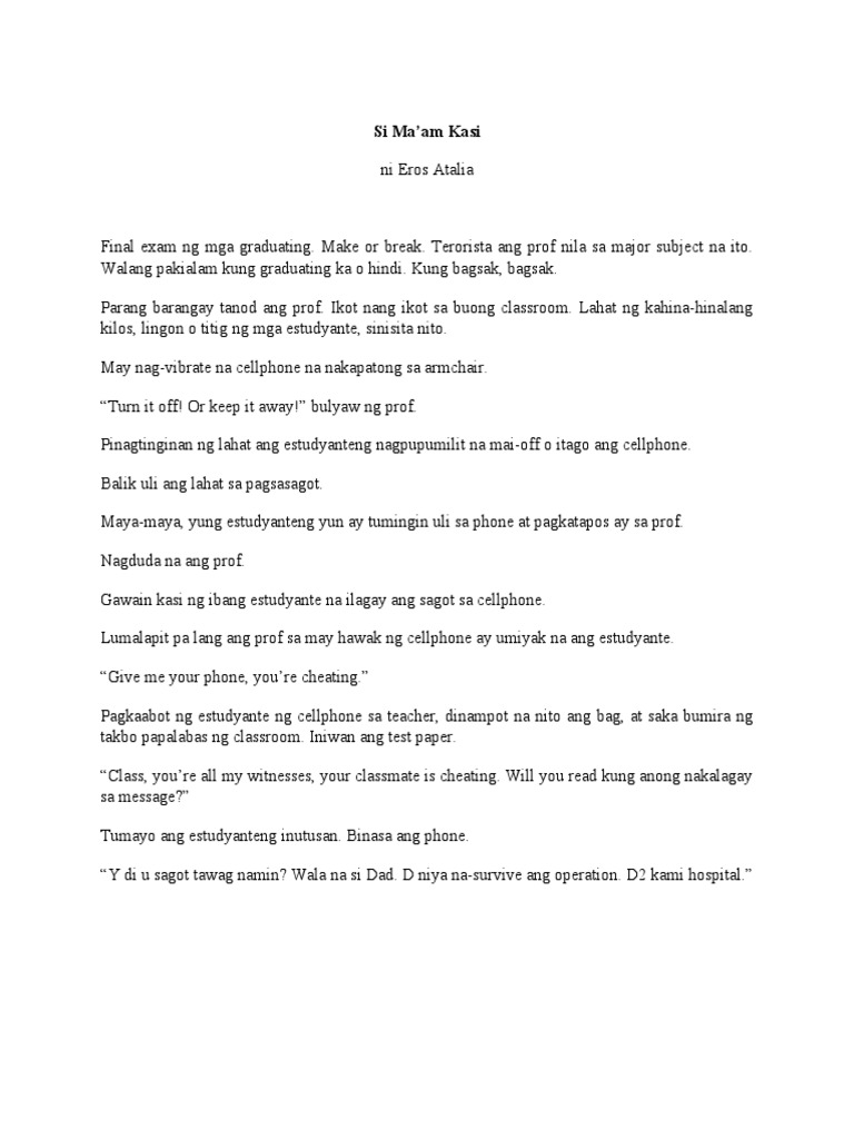 Si Maam Kasi - Eros Atalia | PDF