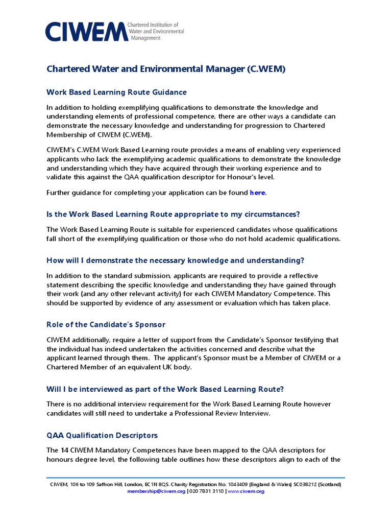 C.WEM Work Based Learning Guidance FINAL | Download Free PDF ...