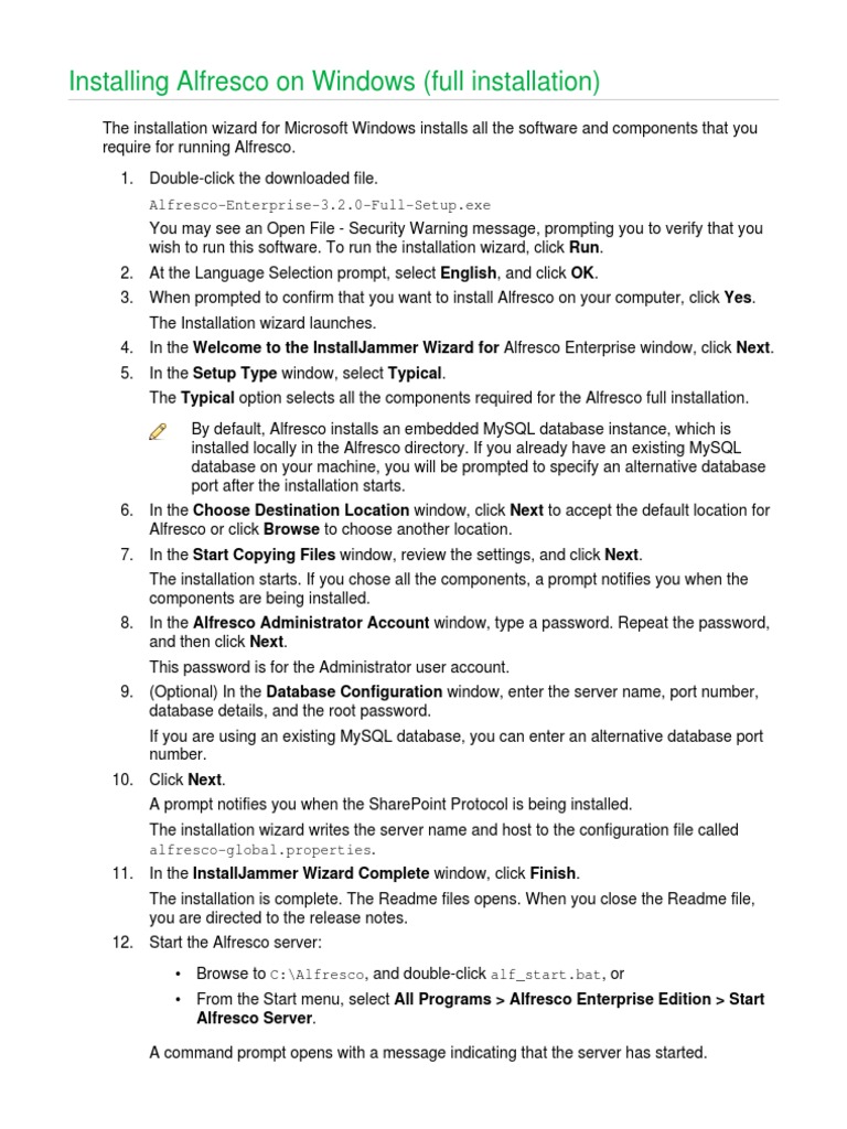 Alfresco Enterprise Edition Simple Install Guide For Windows Pdf
