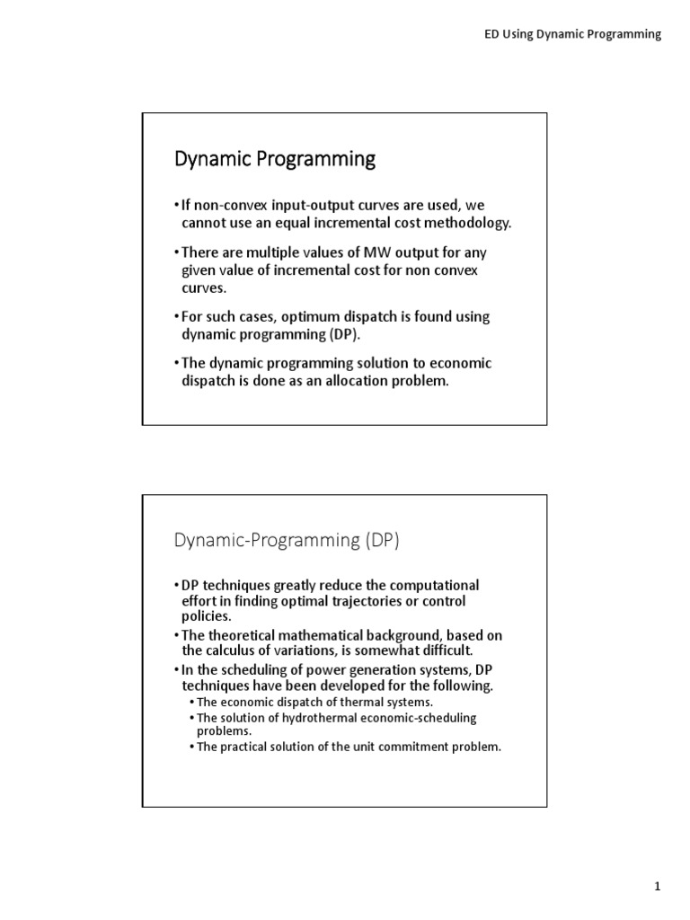 Economic Dispatch Using Dynamic Programming Download Free Pdf Dynamic Programming