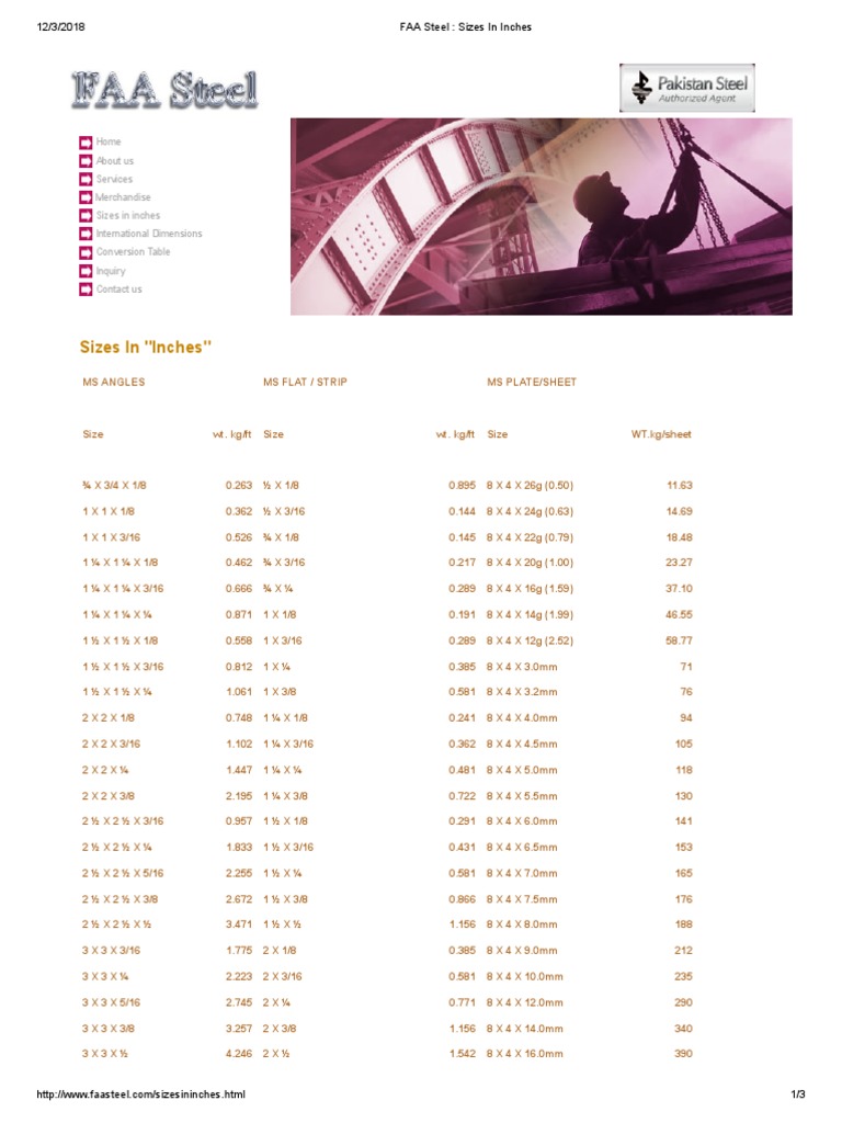 Structural Steel Weight and Sizes Guide | PDF | Nature