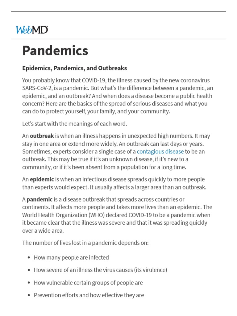 Pandemics - Definition, Prevention, and Preparation | PDF | Pandemic ...